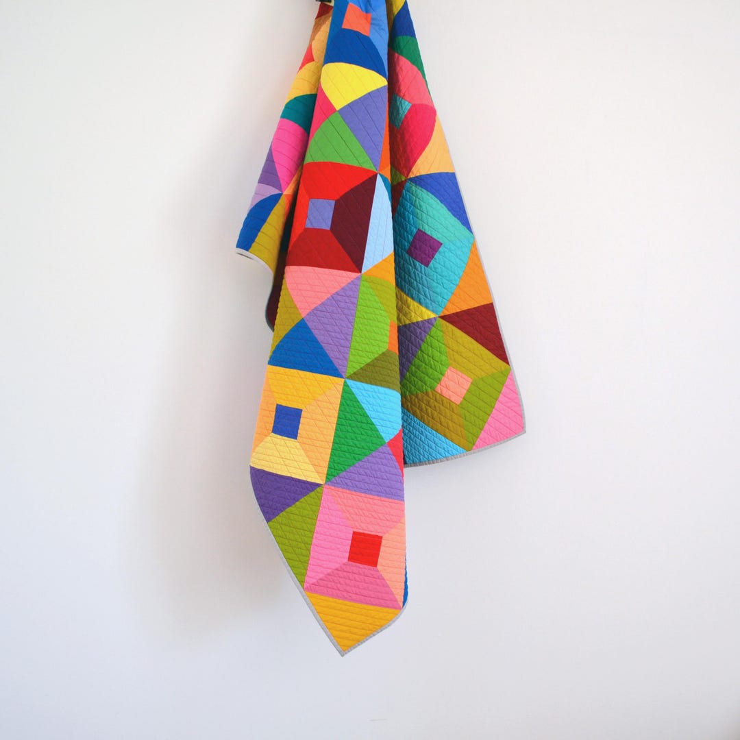 Modern Geometric Quilt, Graphic Rainbow Quilt, Modern Lap Quilt ...