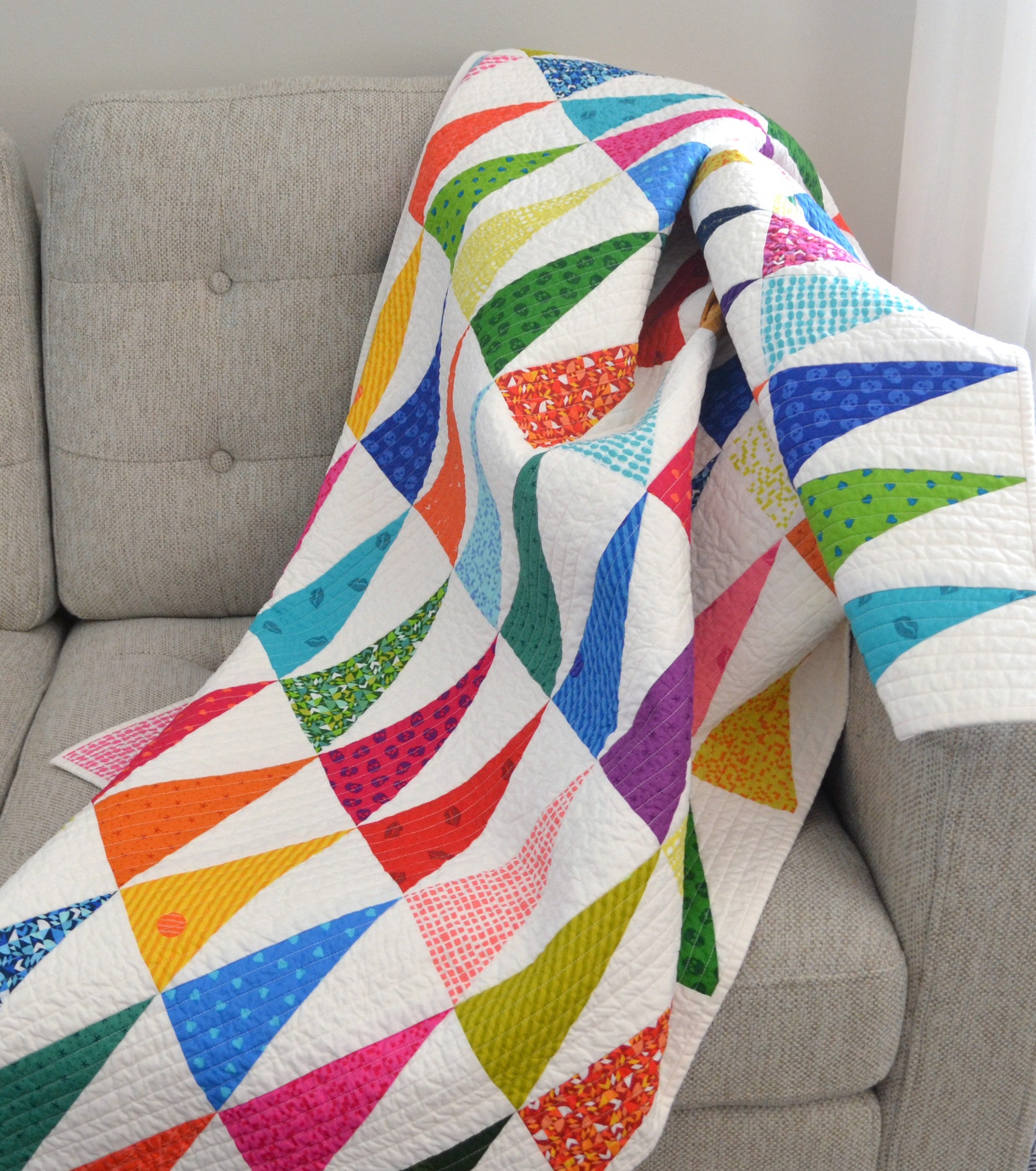 Modern Geometric Quilt Graphic Rainbow Quilt Modern Lap | Etsy