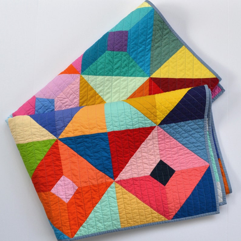 Modern Geometric Quilt Graphic Rainbow Quilt Modern Lap - Etsy