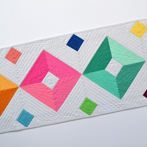 Geometric Table Runner, Rainbow Quilt, Modern Table Decor, Table Linens ...