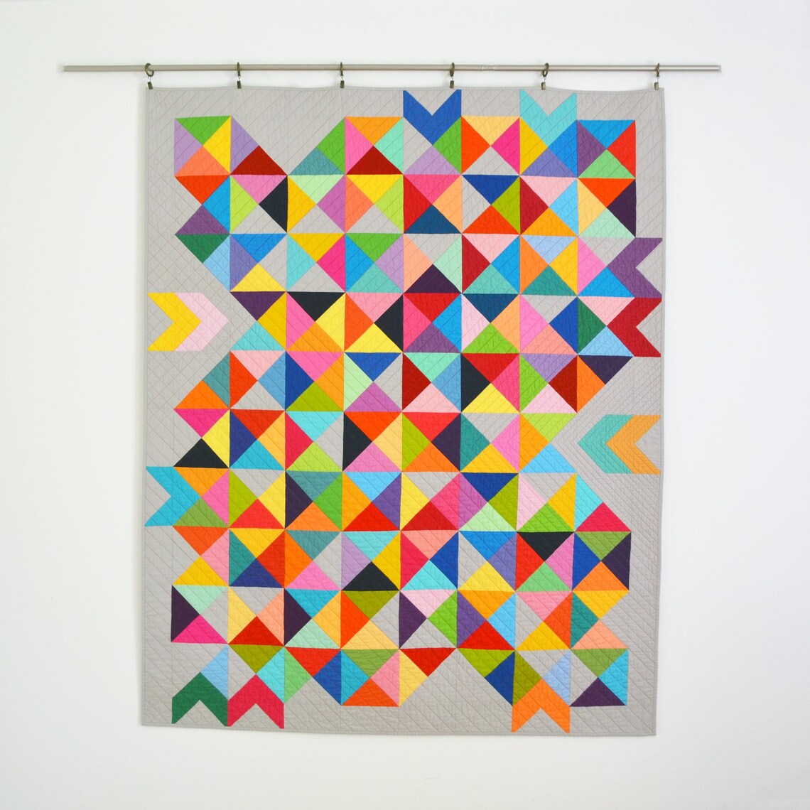 Modern Geometric Quilt, Graphic Rainbow Quilt, Modern Lap Quilt ...