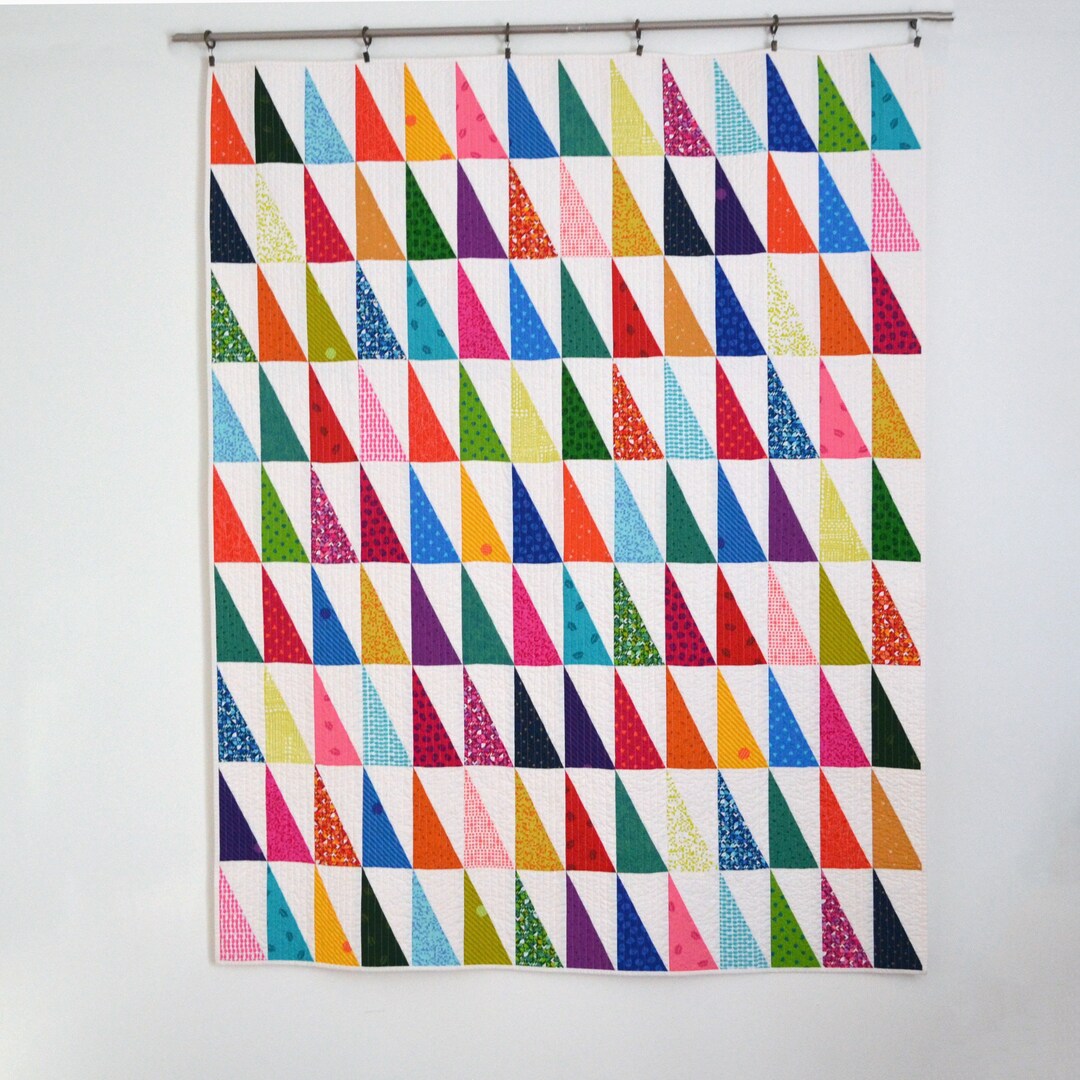 Modern Geometric Quilt, Graphic Rainbow Quilt, Modern Lap Quilt ...