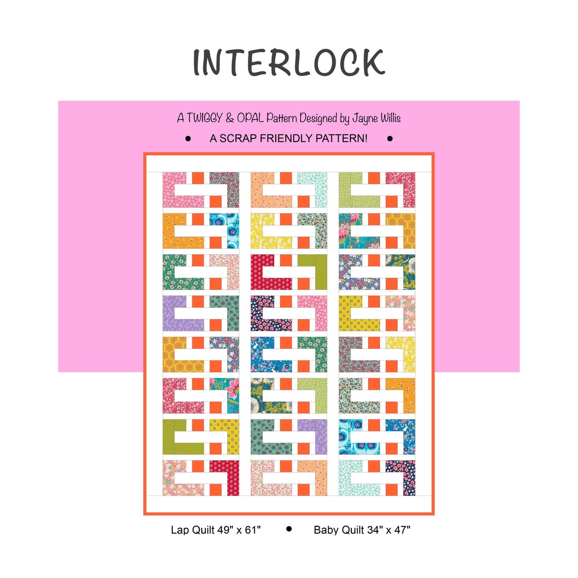 PDF Interlock Quilt Pattern PDF Download Scrappy Quilt - Etsy