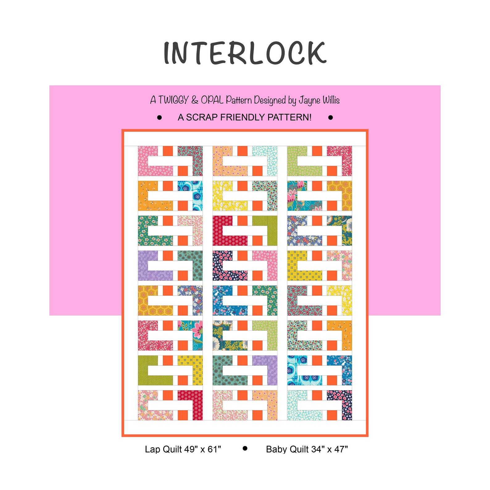 PDF Interlock Quilt Pattern PDF Download Scrappy Quilt - Etsy