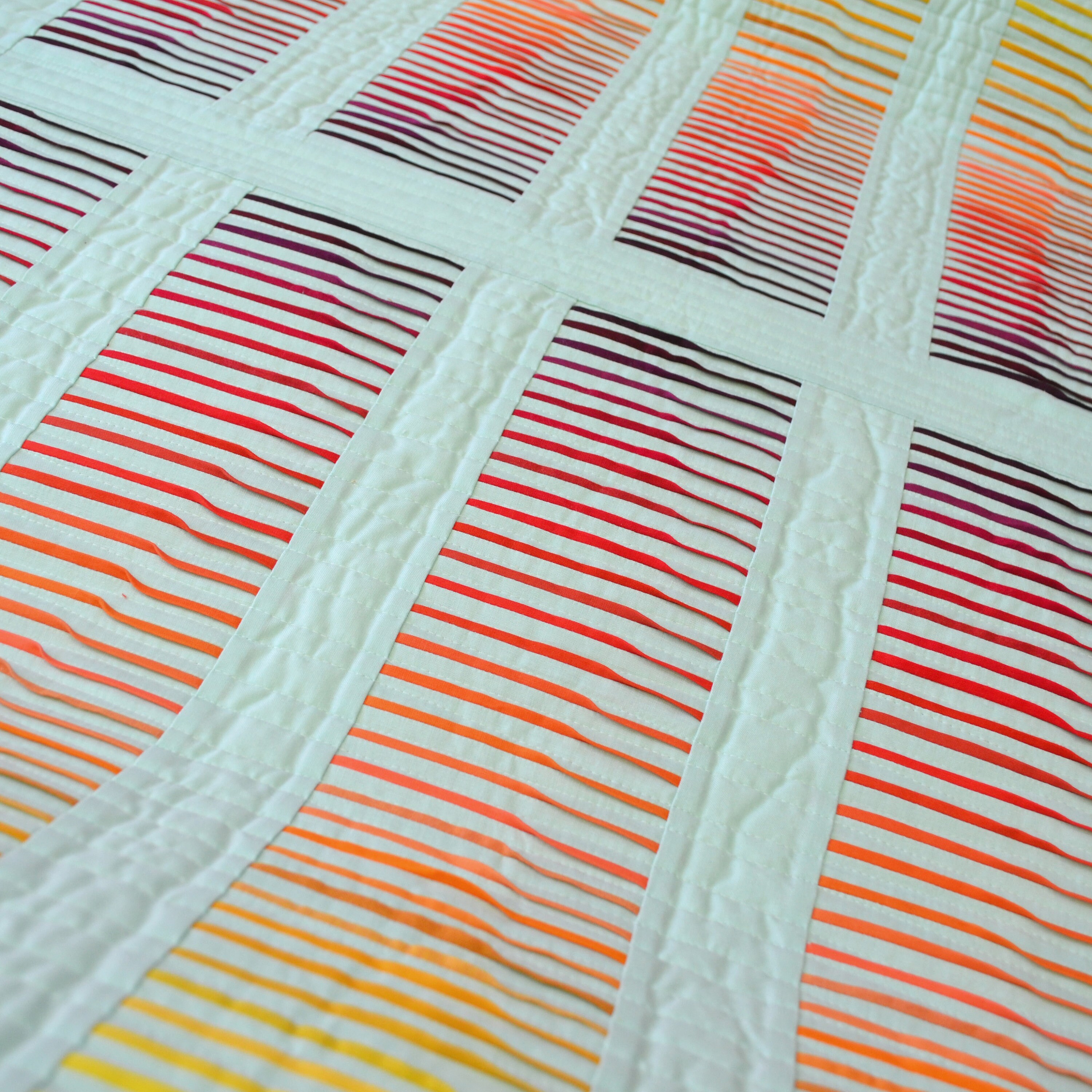 Sunset Quilt Modern Quilt Textured Quilt Orange Wall | Etsy