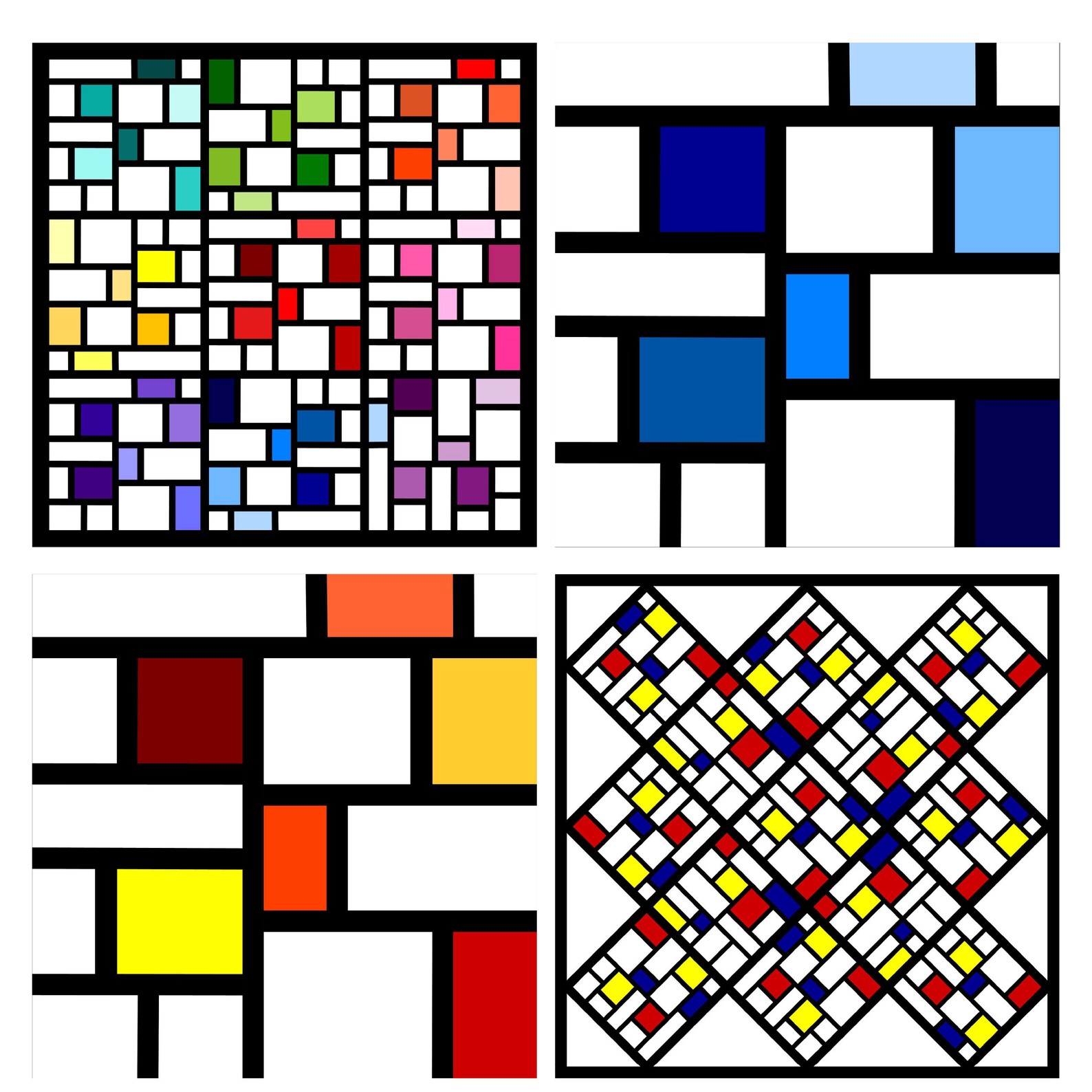 Quilt Pattern, Mondrian Quilt Blocks, PDF Quilt Pattern, Paper Pieced ...
