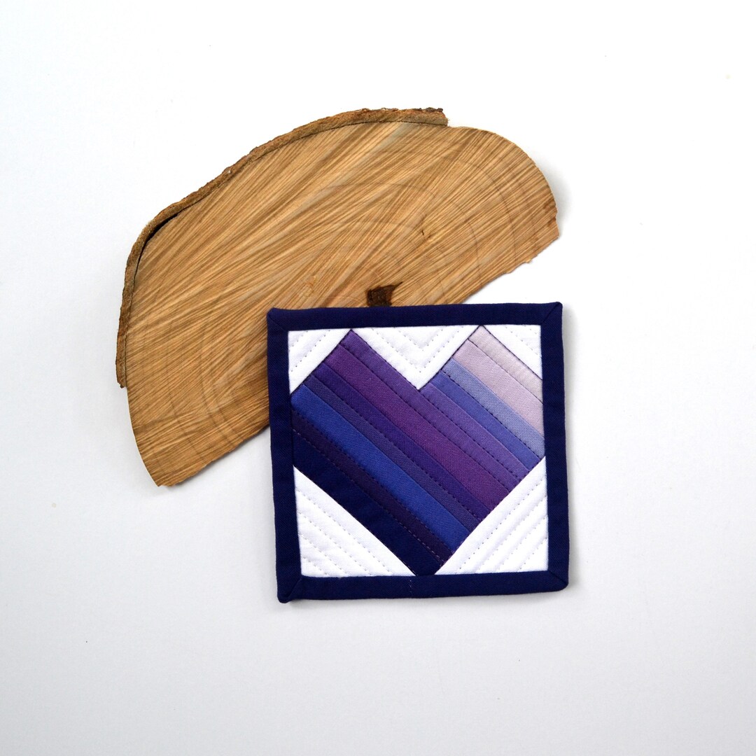 Purple Heart Quilt, Heart Quilt, Mini Mini Quilt, Mini Heart Quilt ...