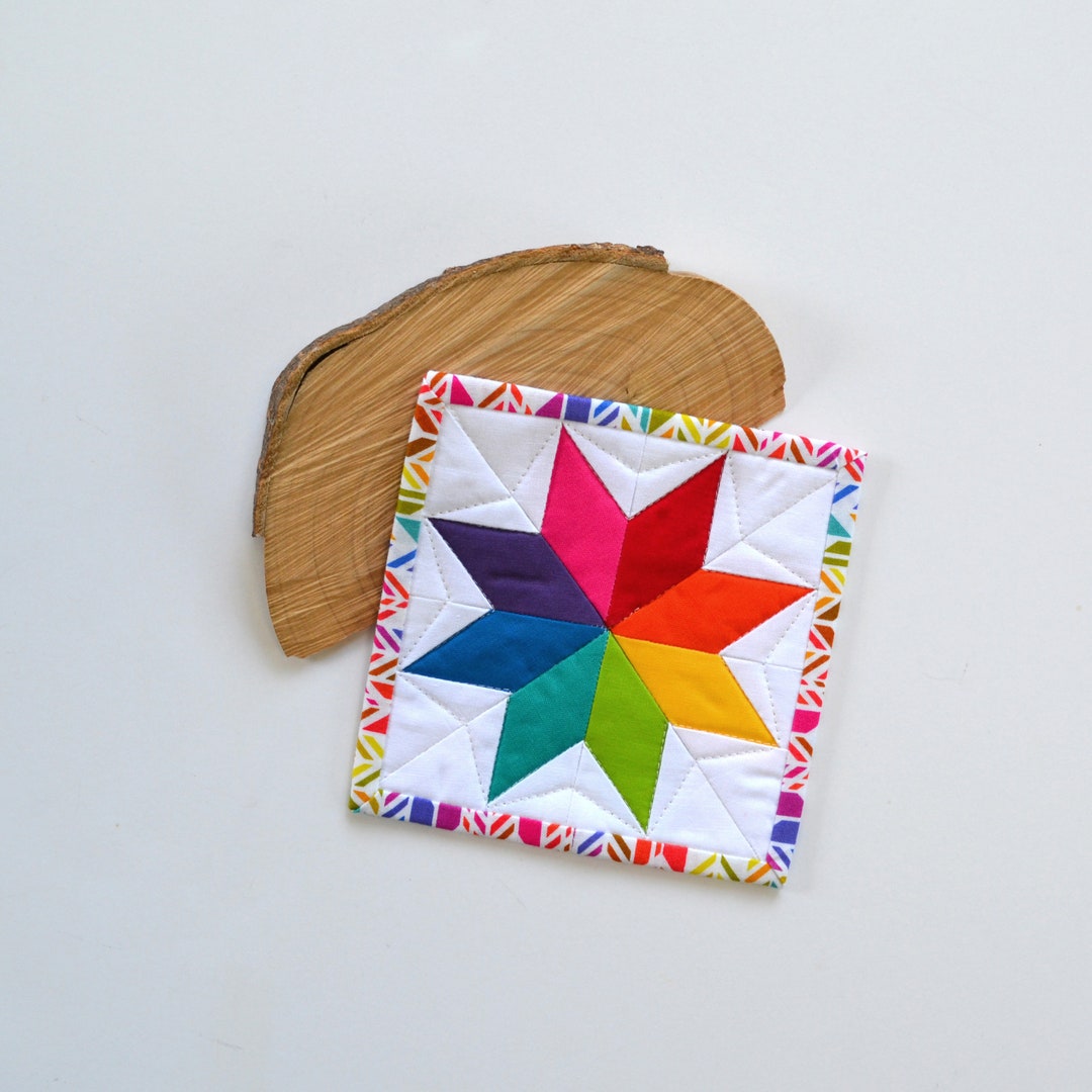 Rainbow Star Quilt, Star Quilt, Mini Mini Quilt, Fiber Art, Rainbow ...