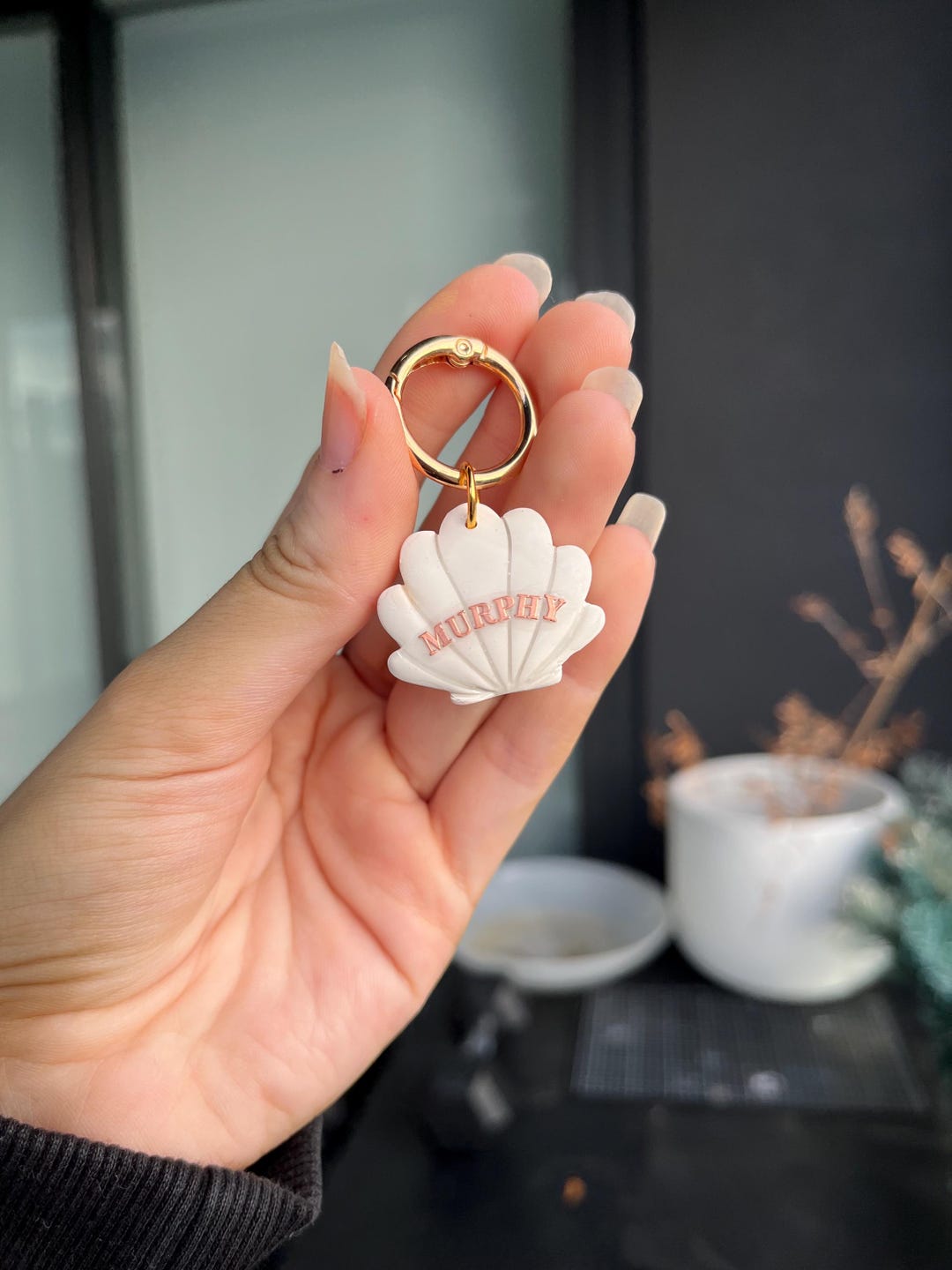 Custom Shell Pet Name Tag – Polymer Clay Keychain (3.5cm) - Etsy