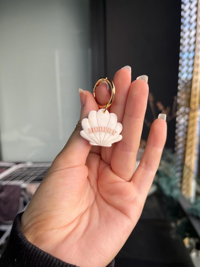 Custom Shell Pet Name Tag – Polymer Clay Keychain (3.5cm) - Etsy