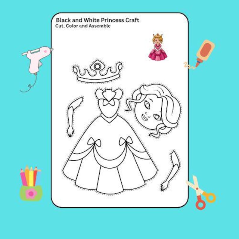 Printable Princess Paper Doll Toy for Kids | Cut and Glue Coloring ...