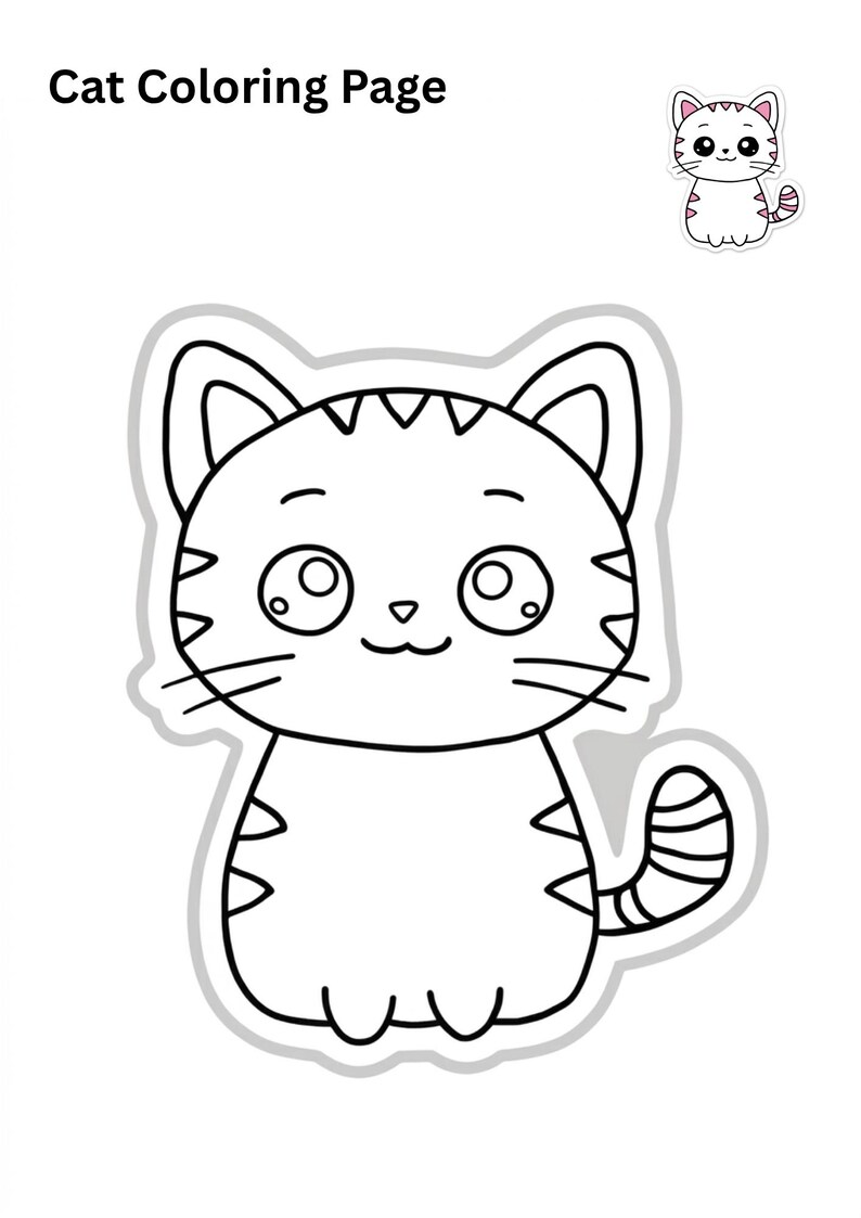 Printable Cat Craft Toy, Kitten Feeding Game, Coloring Page, Stickers ...