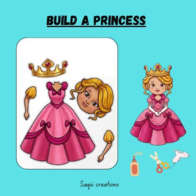 Printable Princess Paper Doll Toy for Kids | Cut and Glue Coloring ...
