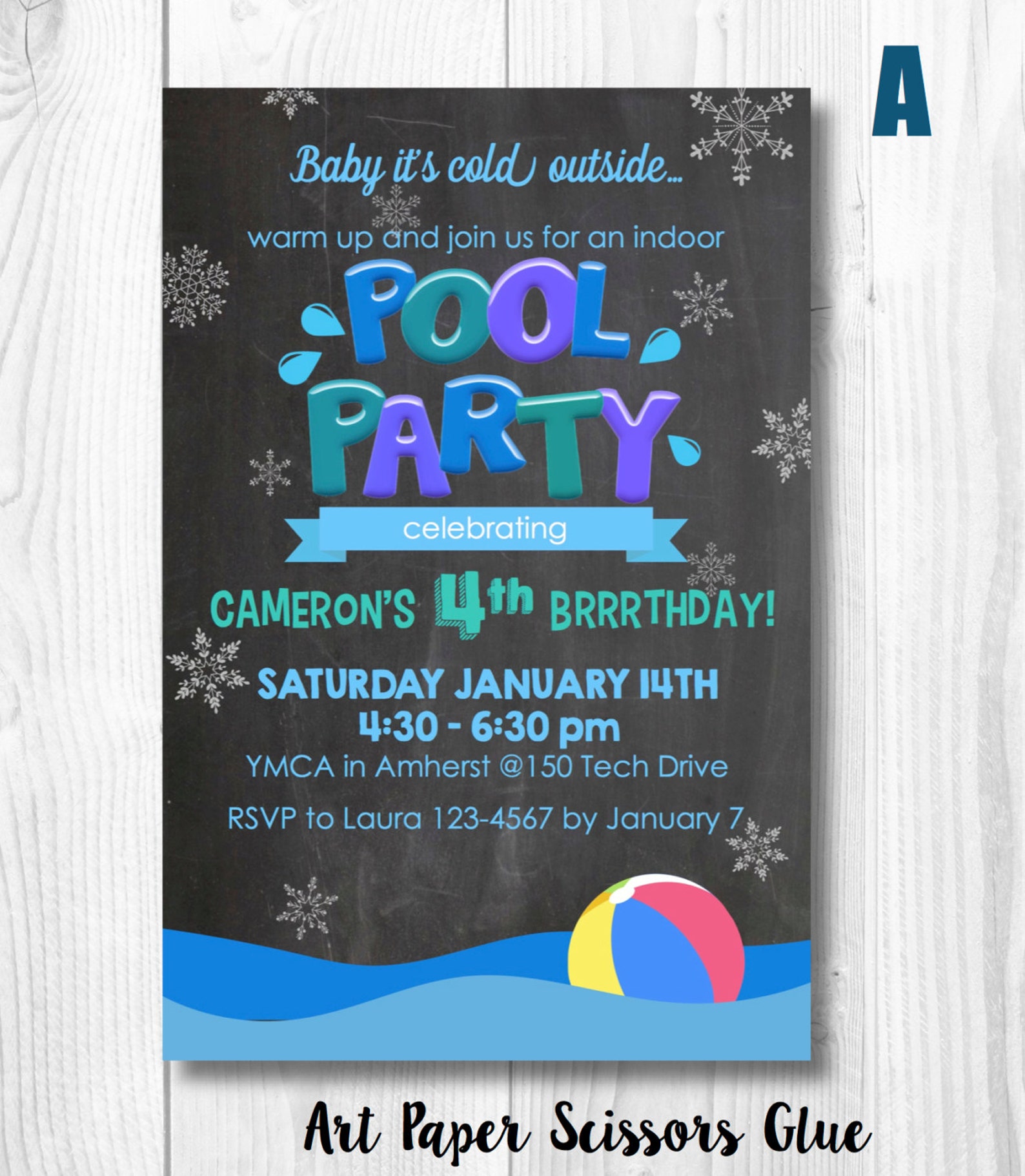 Indoor Pool Party Birthday Invitation / Winter Pool Party / | Etsy