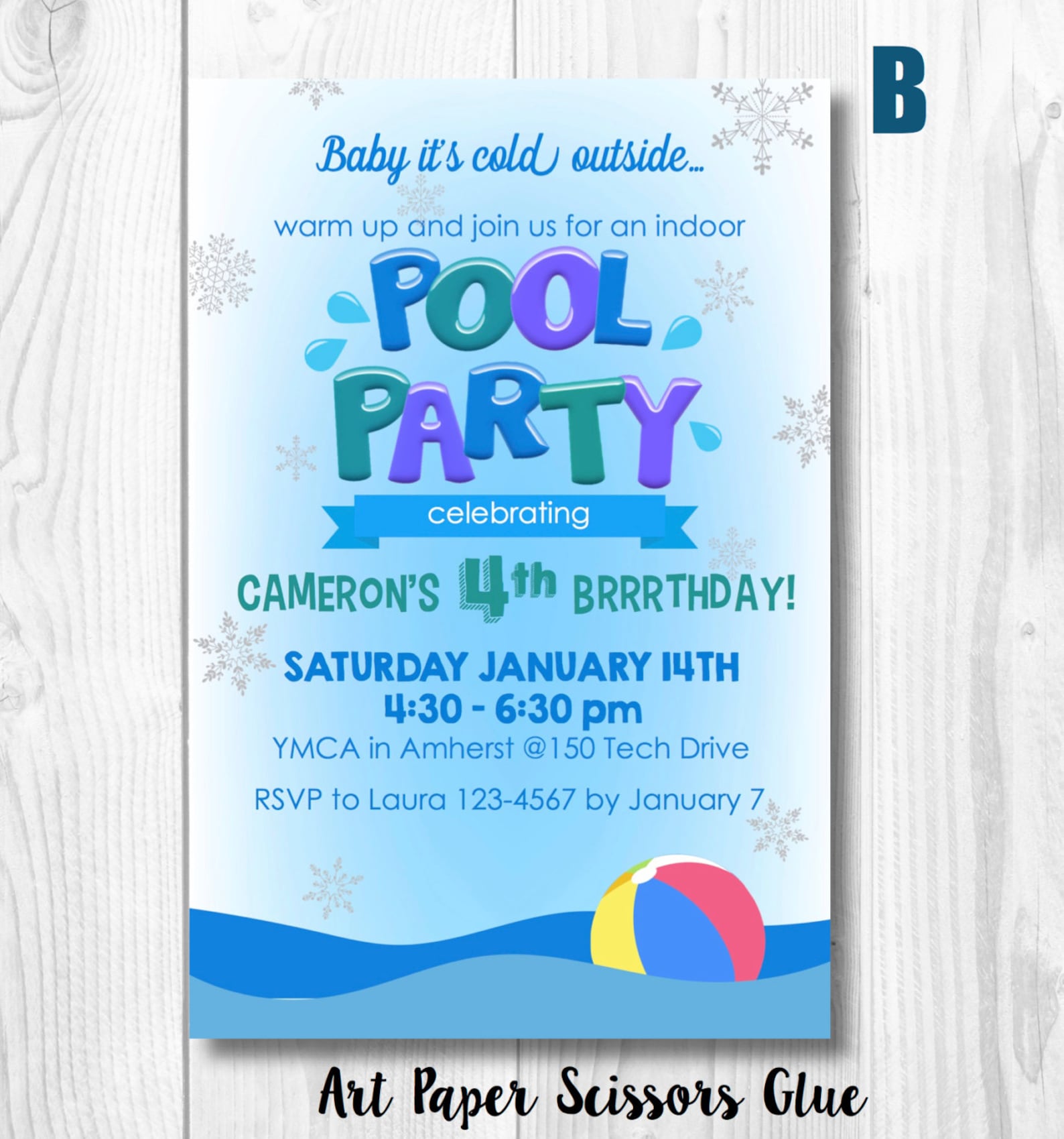 Indoor Pool Party Birthday Invitation / Winter Pool Party / | Etsy