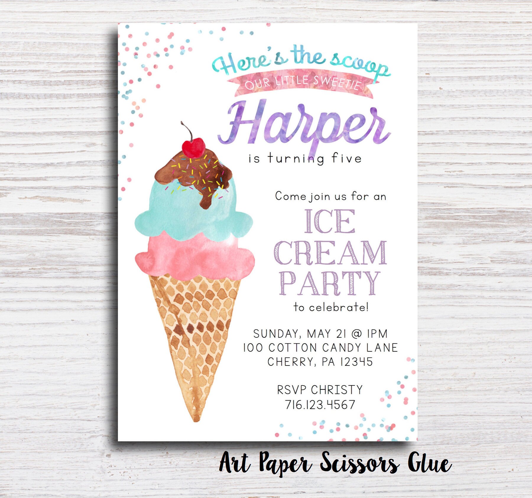 Ice Cream Party Invitations/ Ice Cream Social Invitations/ Ice Cream ...