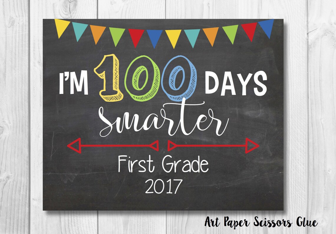 100 Days of School Chalkboard Sign/ 100 Days Smarter Sign/ - Etsy