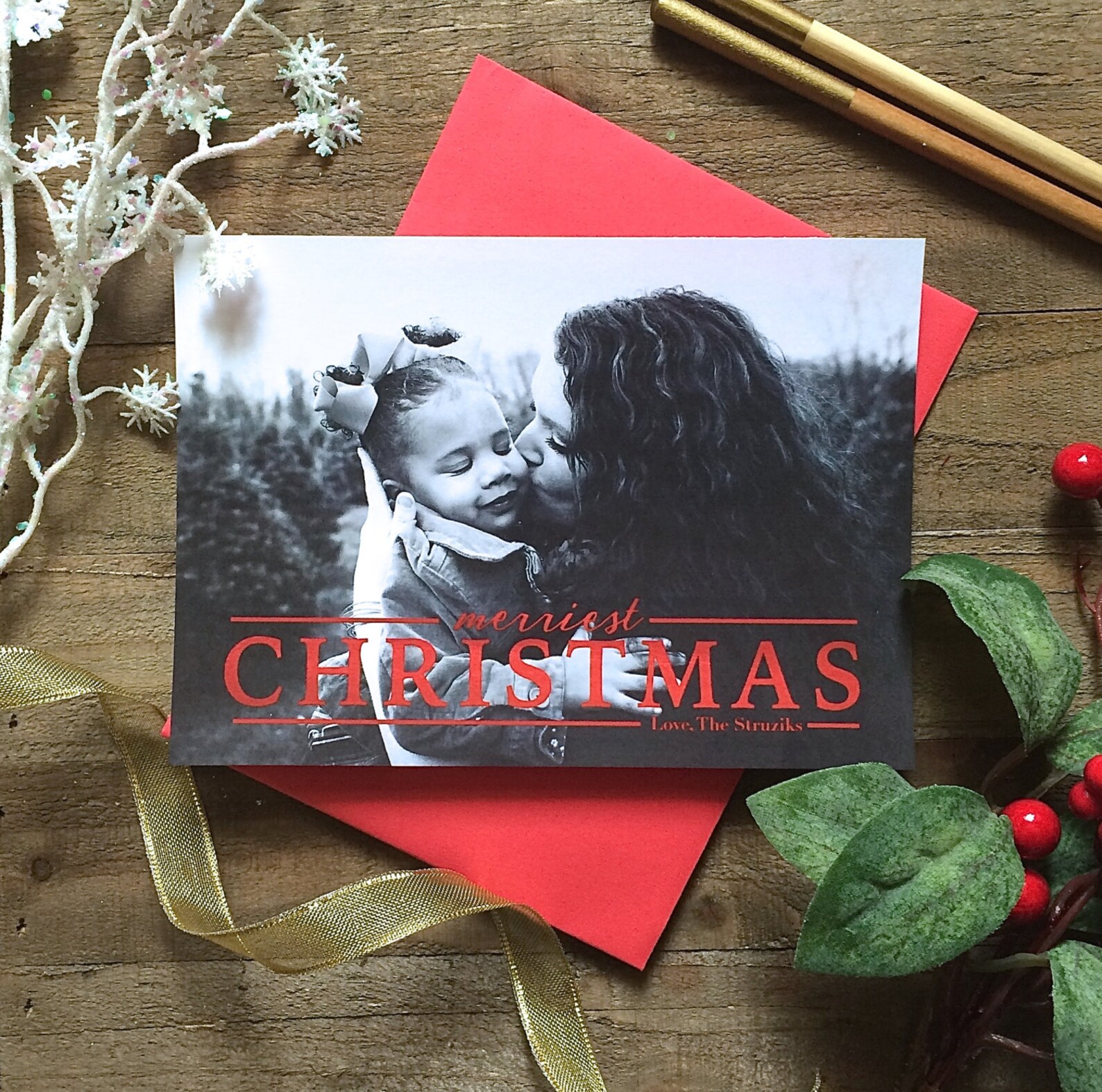 5 X 7 Custom Digital or Print Merriest Christmas Card/ Photo Christmas ...