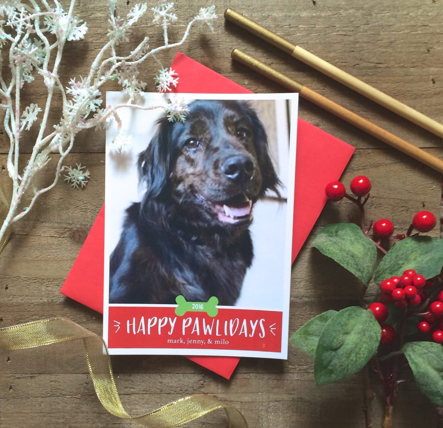 5 x 7 Custom Digital or Print Happy Pawlidays Christmas Card/ | Etsy