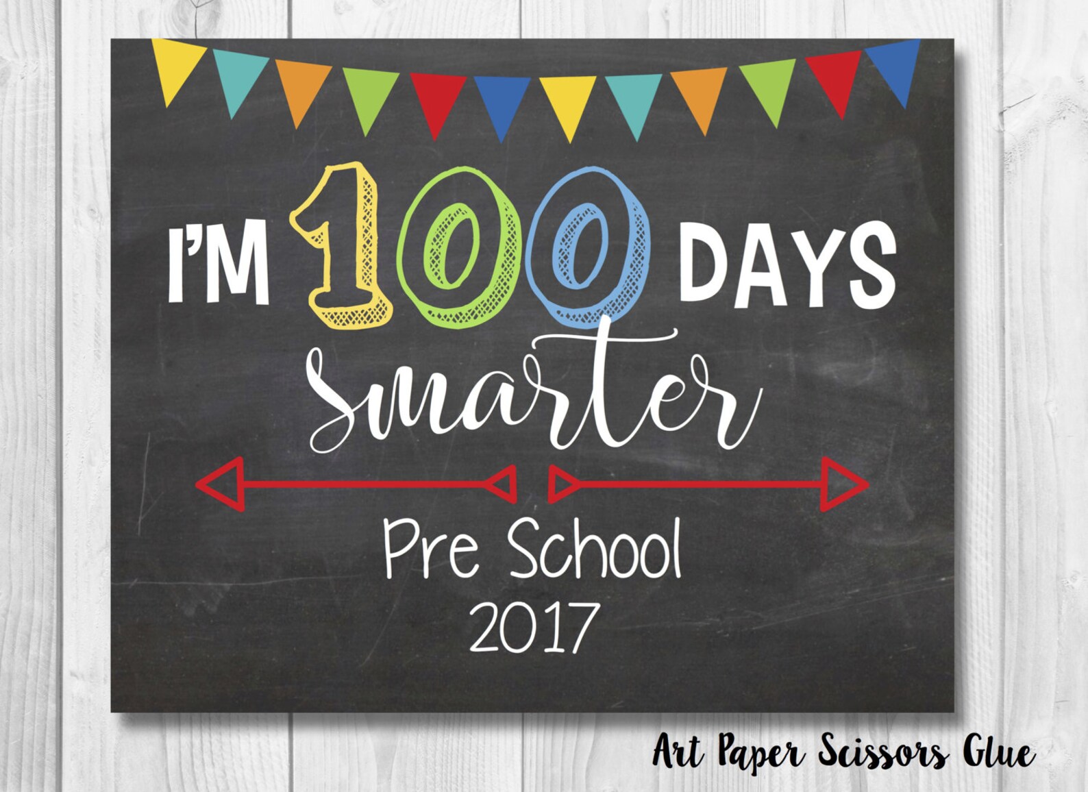 100 Days of School Chalkboard Sign/ 100 Days Smarter Sign/ - Etsy
