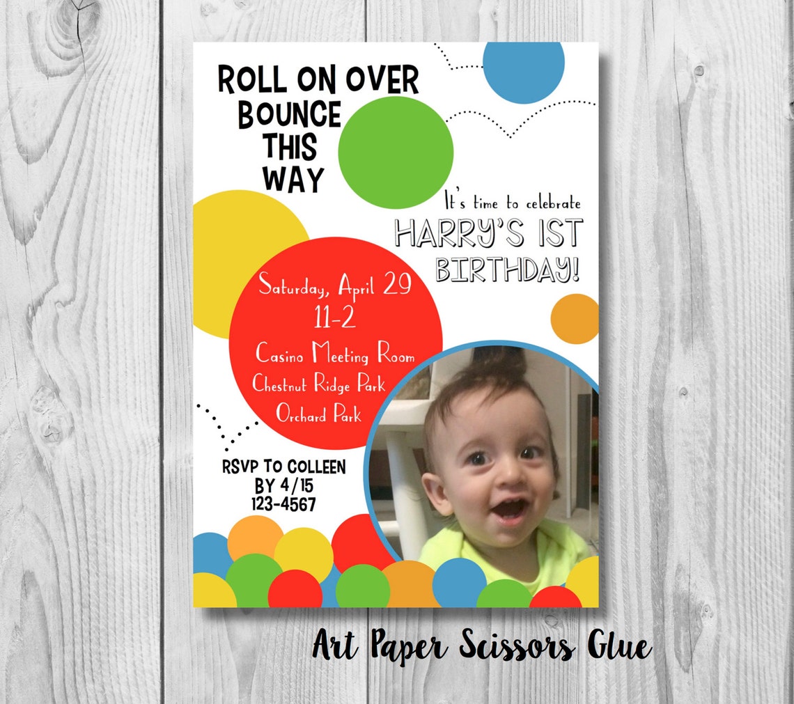 Ball Birthday Invitations/ Party Invitations/ Bouncing Balls ...