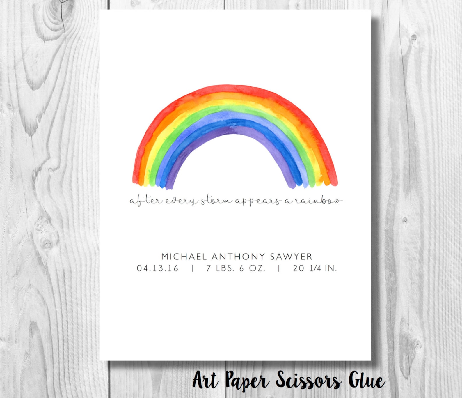 Rainbow Baby Birth Announcement Wall Print/ Rainbow Baby Pregnancy ...