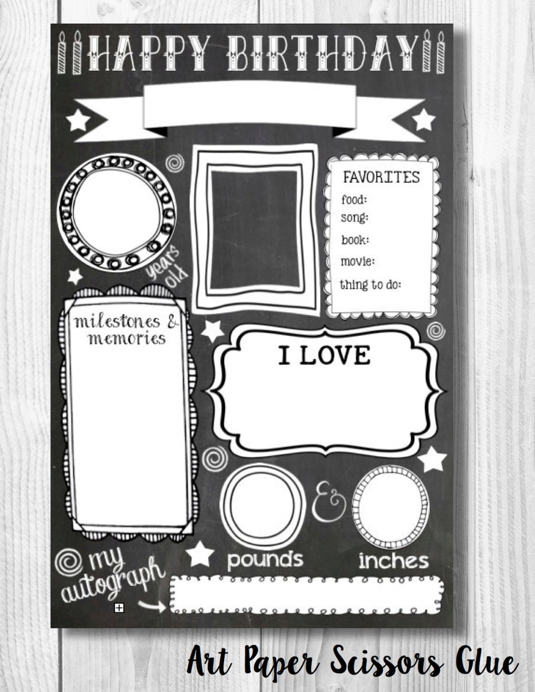 DIY Birthday Poster/ Customized Birthday Sign/ Birthday Chalkboard Sign ...
