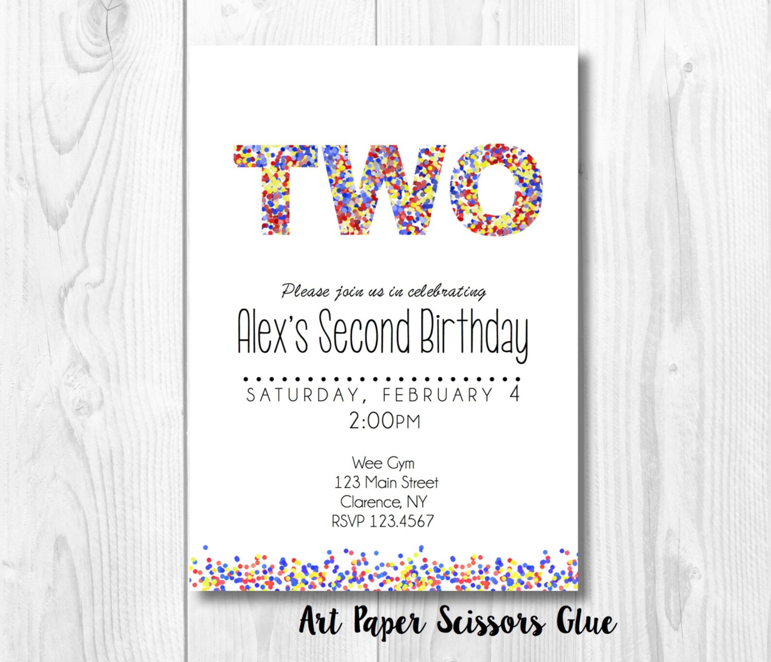 Confetti Birthday Party Invitation/ Digital Birthday Invite/ Rainbow ...
