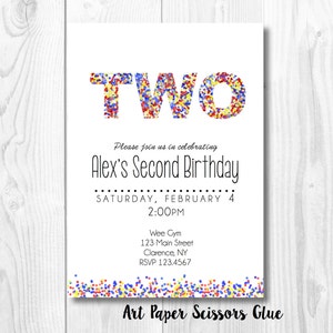 Confetti Birthday Party Invitation/ Digital Birthday Invite/ Rainbow ...