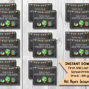 DIY Printable First and Last Day of School Signs/ Pre School Through ...