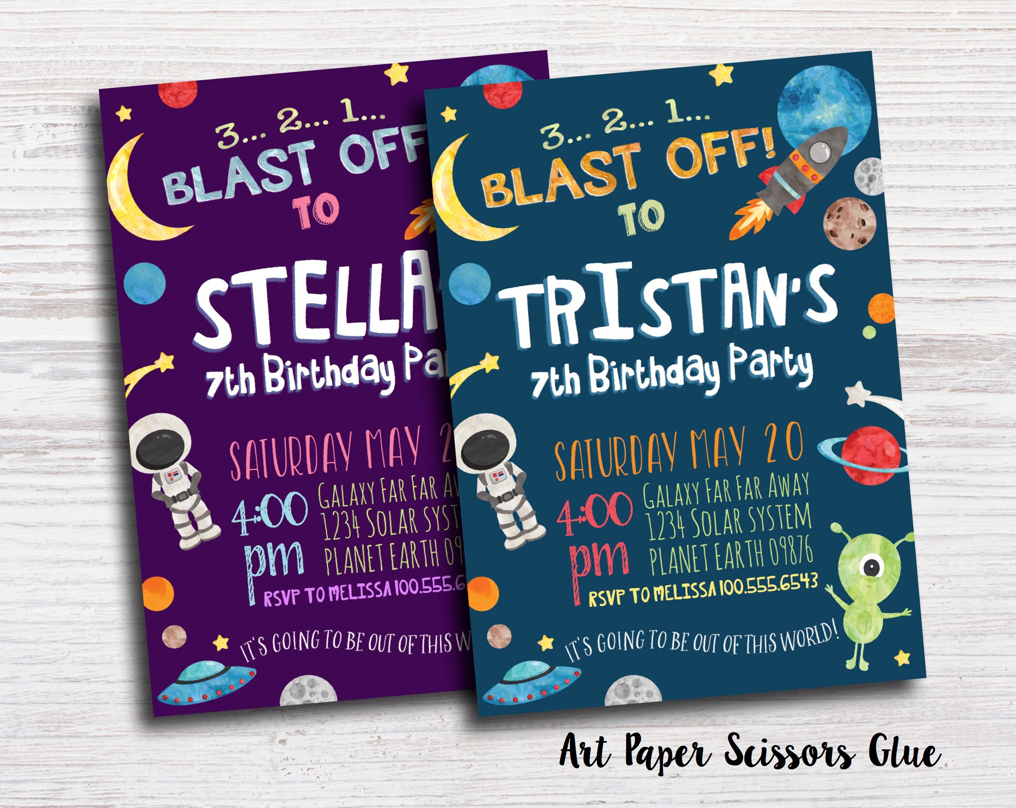 Space Birthday Invitations/ Outer Space Invitations/ Space Party ...