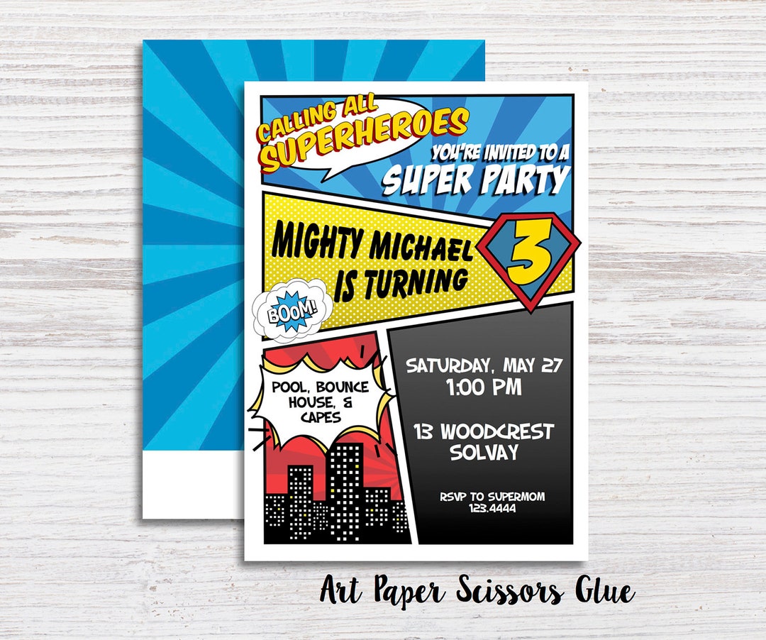 Superhero Invitations/ Birthday Invitations/ Superhero Party ...