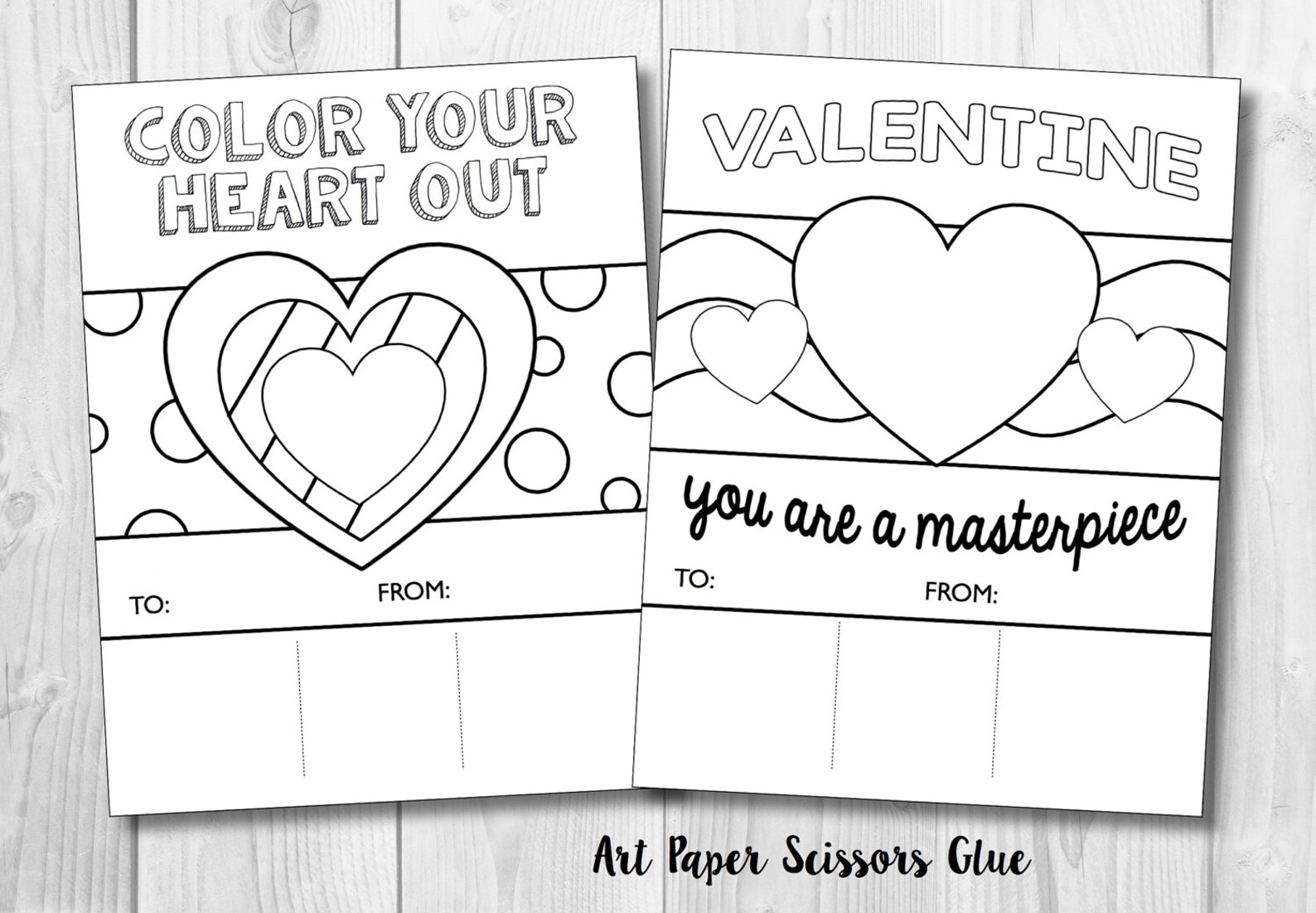 DIY Printable Valentines for Kids/ Color in Valentines/ Crayon ...