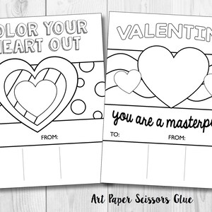 DIY Printable Valentines for Kids/ Color in Valentines/ Crayon ...