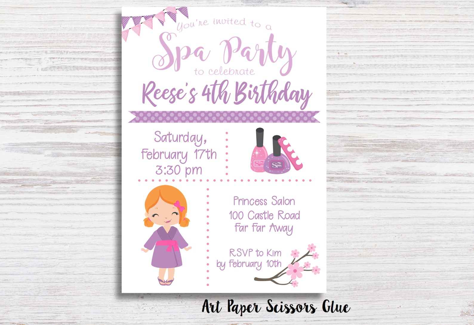 Spa Party Birthday Invitations/ Mani Pedi Party Invite/ Manicure Party ...