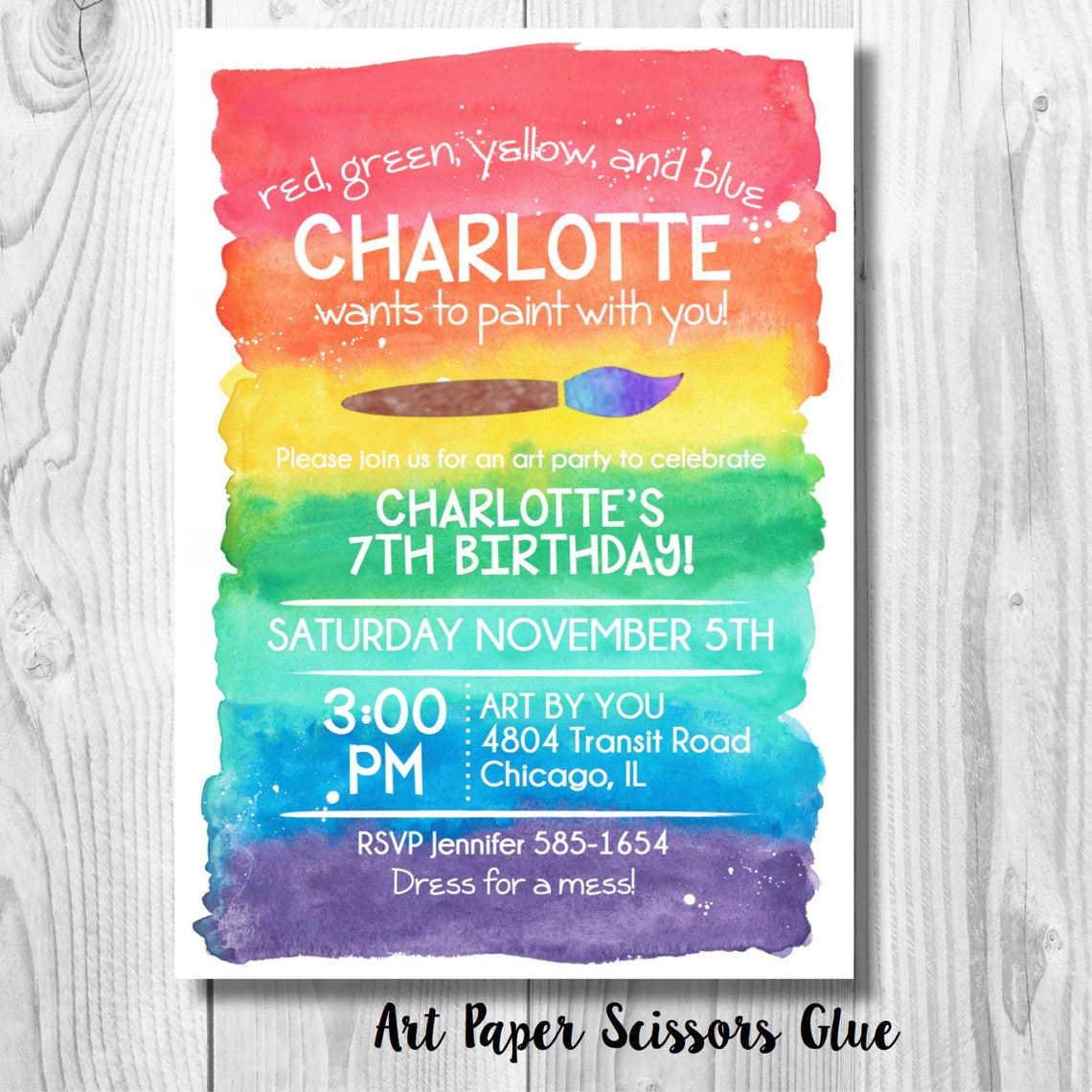 Paint Party Birthday Invitation / Art Party / Painting Party ...