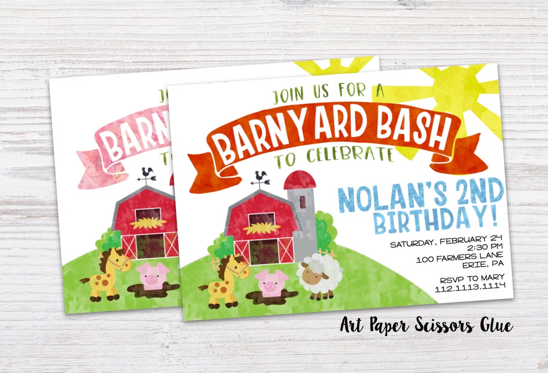 Farm Party Invitations/ Barnyard Bash Invite/ Farm Birthday Invitations ...