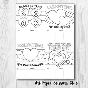 DIY Printable Valentines for Kids/ Color in Valentines/ Crayon ...