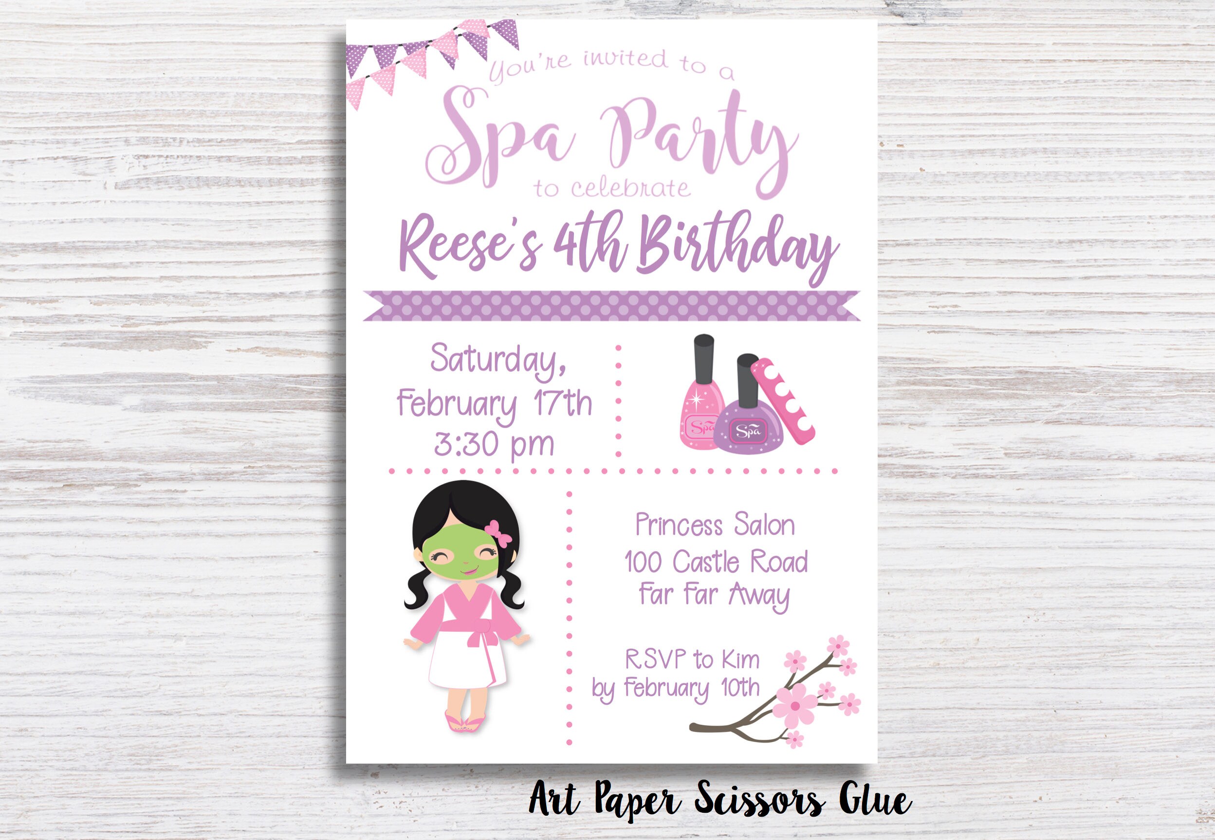 Spa Party Birthday Invitations/ Mani Pedi Party Invite/ Manicure Party ...