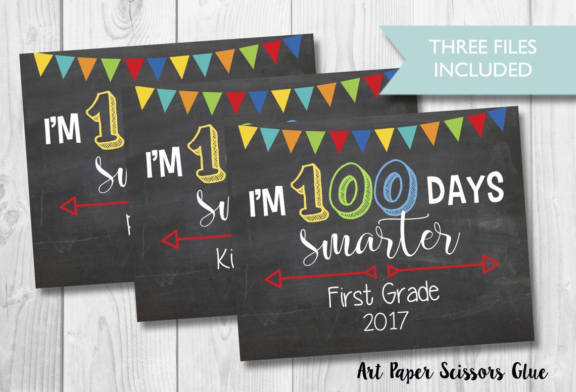 100 Days of School Chalkboard Sign/ 100 Days Smarter Sign/ - Etsy