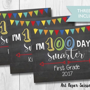 100 Days of School Chalkboard Sign/ 100 Days Smarter Sign/ Digital File ...