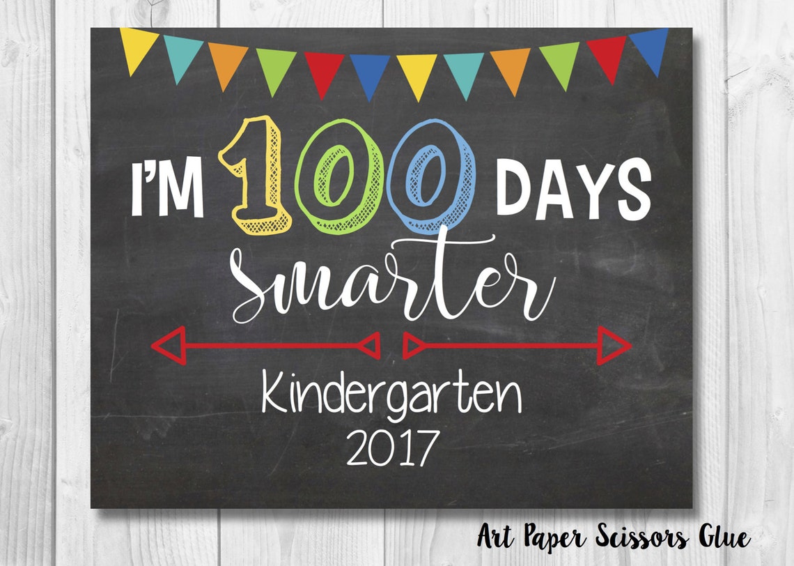 100 Days of School Chalkboard Sign/ 100 Days Smarter Sign/ - Etsy