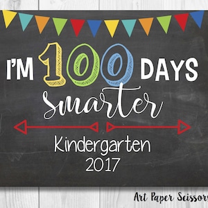100 Days of School Chalkboard Sign/ 100 Days Smarter Sign/ Digital File ...