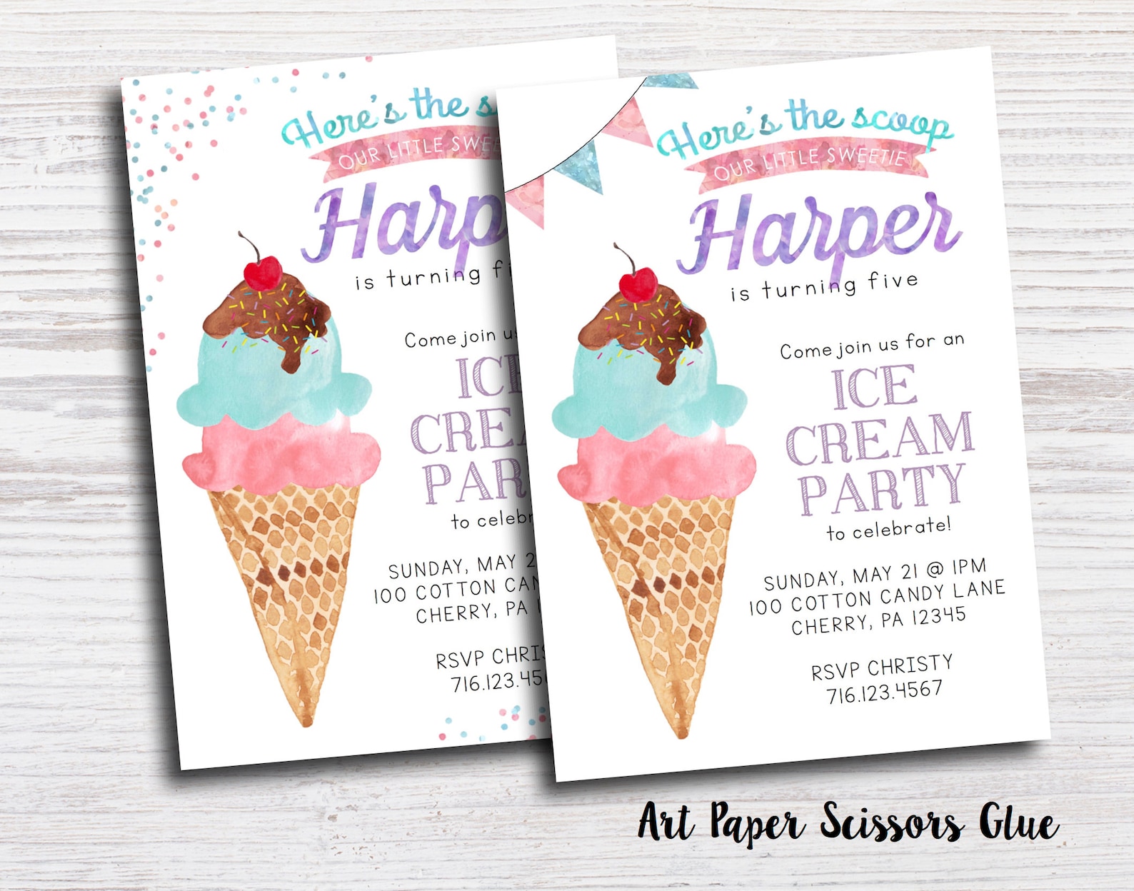Ice Cream Party Invitations/ Ice Cream Social Invitations/ Ice Cream ...