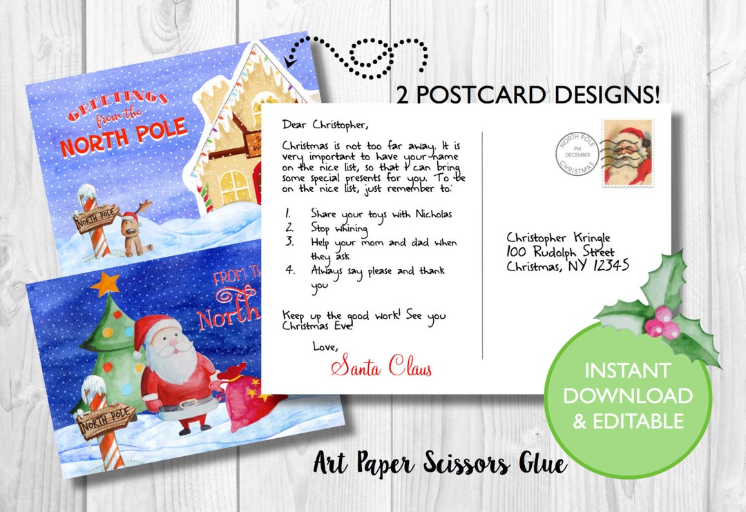Digital Postcard From Santa/ From the North Pole Postcard/ Postcard for ...