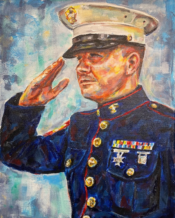 Colorful Custom Soldier Portrait Painting on Canvas. Veteran - Etsy