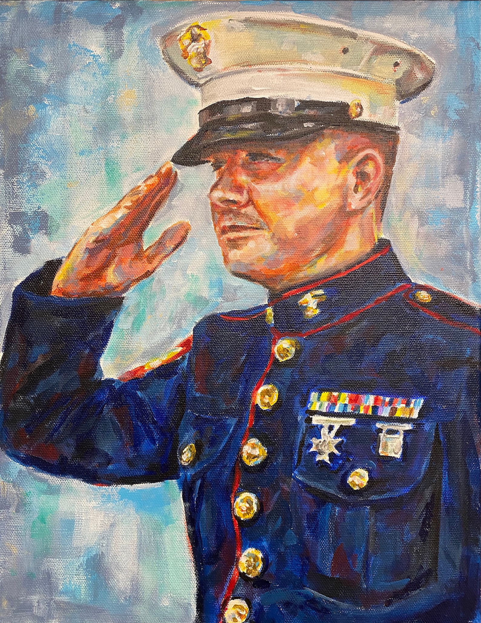 Colorful Custom Soldier Portrait Painting on Canvas. Veteran - Etsy