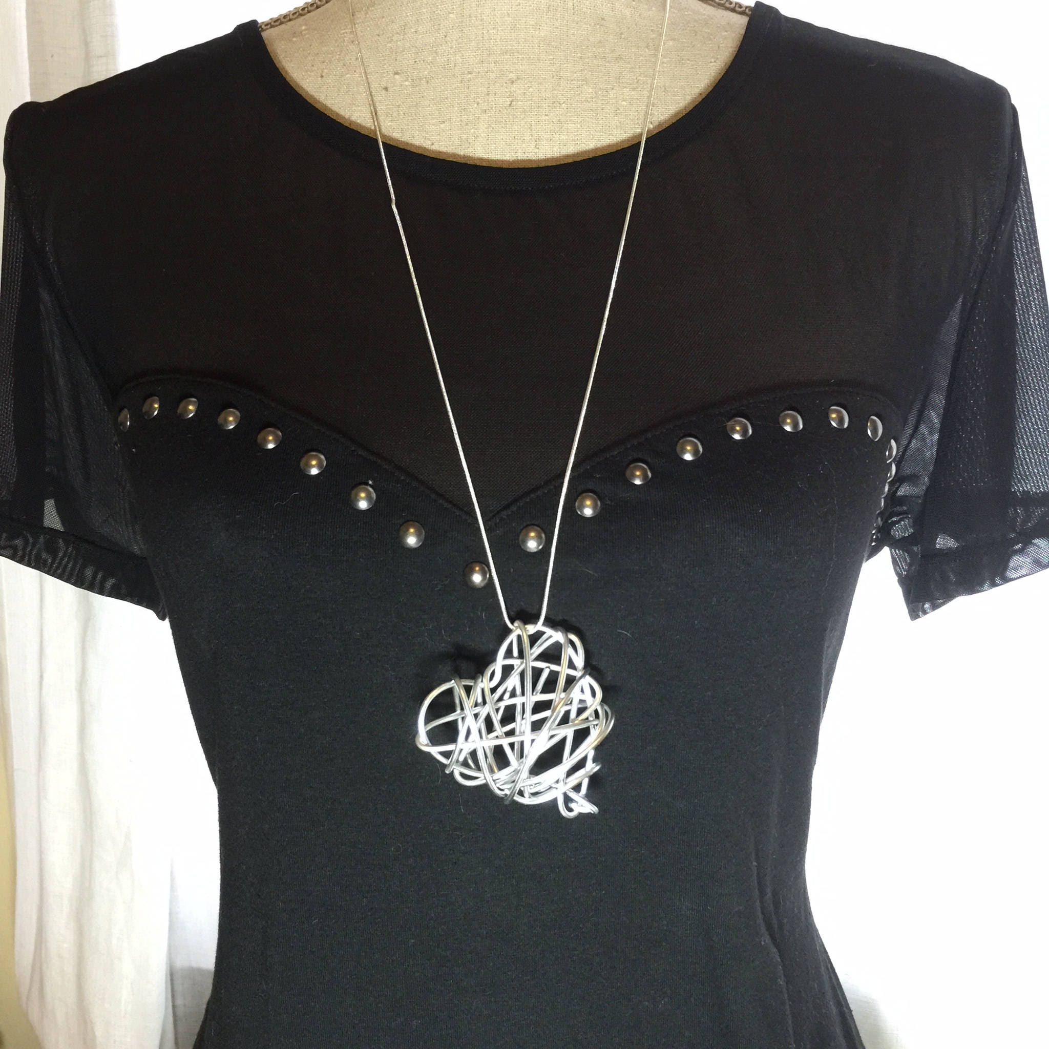 Wire Heart Necklace / Heart Necklace / Wire Jewelry / Wire Wrapped ...