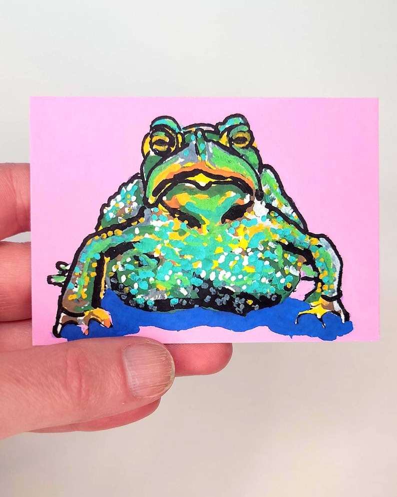 Whimsical Toad Art Print – Unbothered Frog Illustration, ACEO Mini ...
