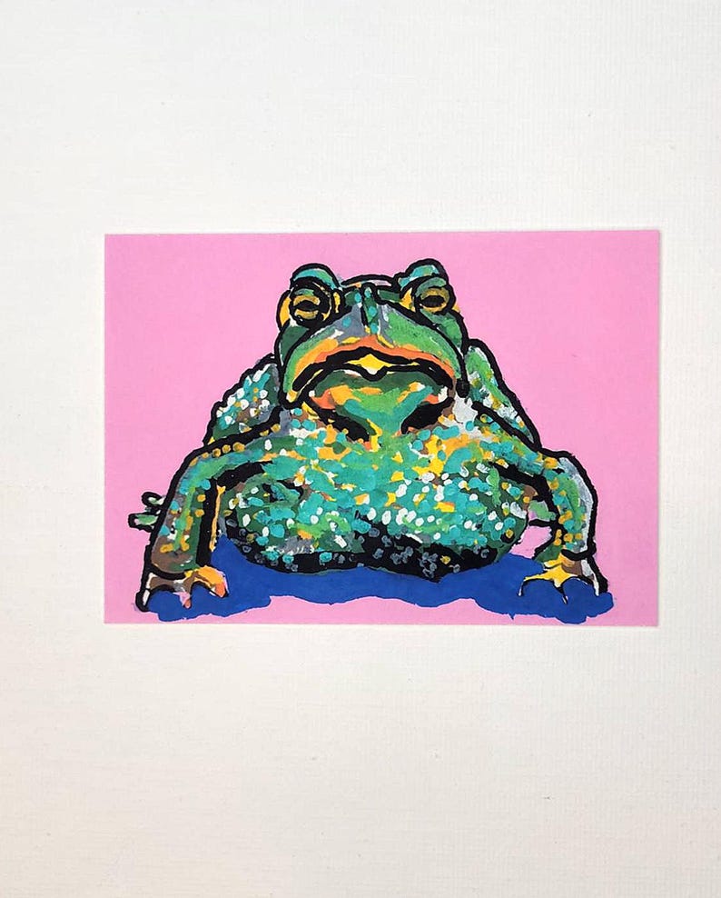 Whimsical Toad Art Print – Unbothered Frog Illustration, ACEO Mini ...